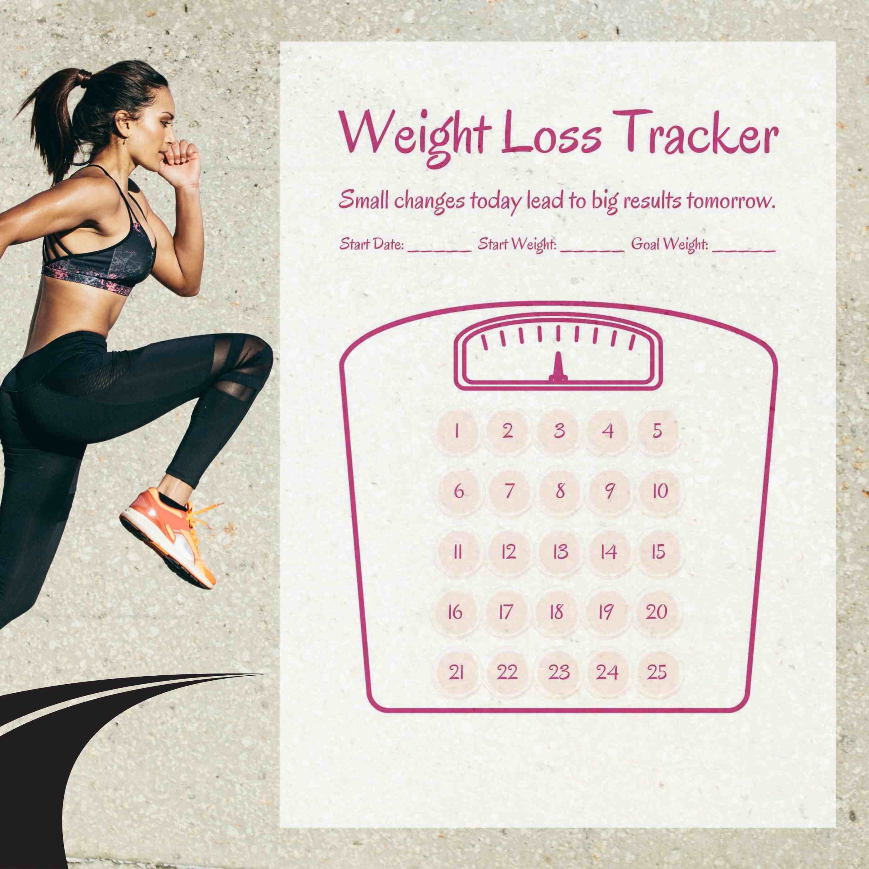 Printable Weight Loss Tracker Checkoff Sheet - Goal Tracking - Fitness ...