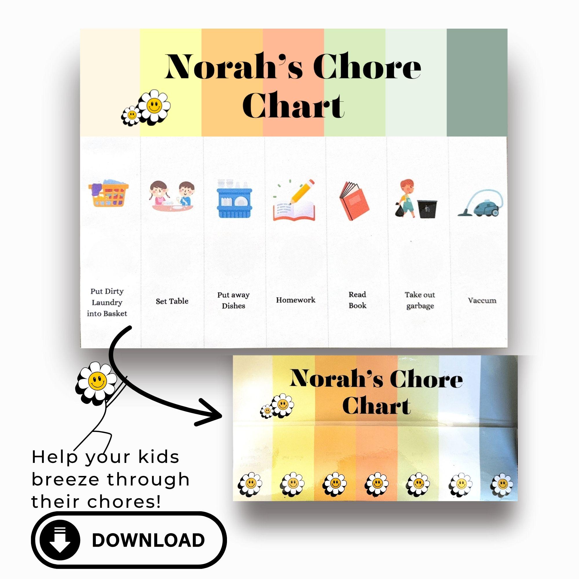 Flip up Chart - Customizable Chore Chart for Kids - Custom Digital ...