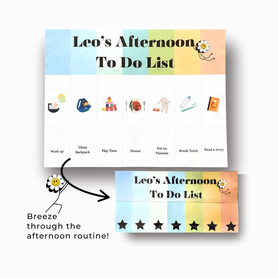 Kids Afternoon Chart Laminated - Customizable Afternoon Routine Chart ...