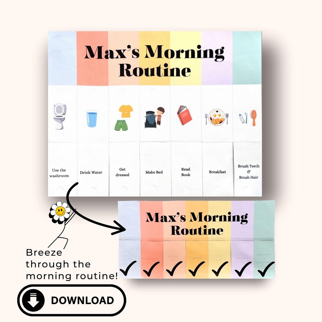 Flip up Chart - Customizable Morning Chart for Kids - Custom Digital ...