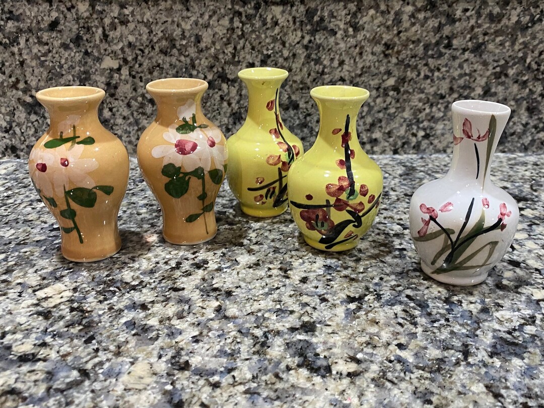 Mini Oriental/asian Vases 4 Inches High - Set of 5 - Etsy