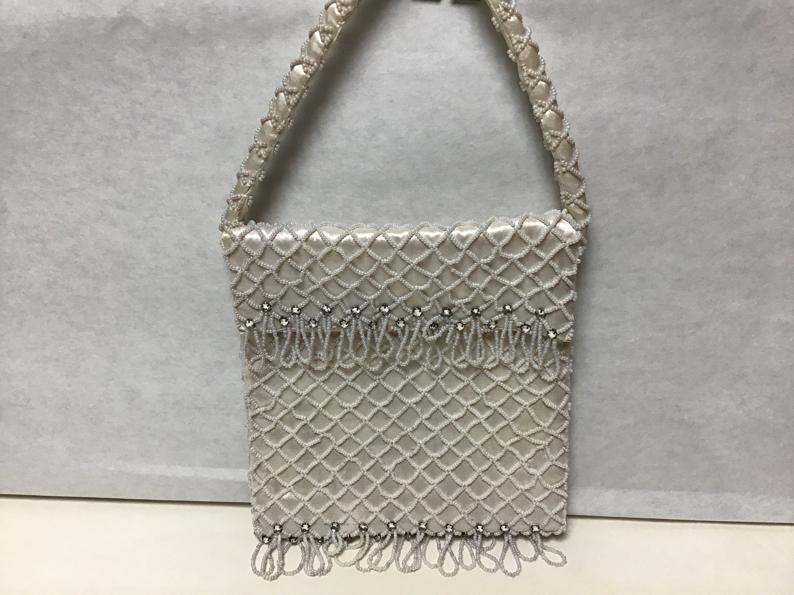 Vintage Walborg Ivory Beaded - Rhinestone Purse - Etsy