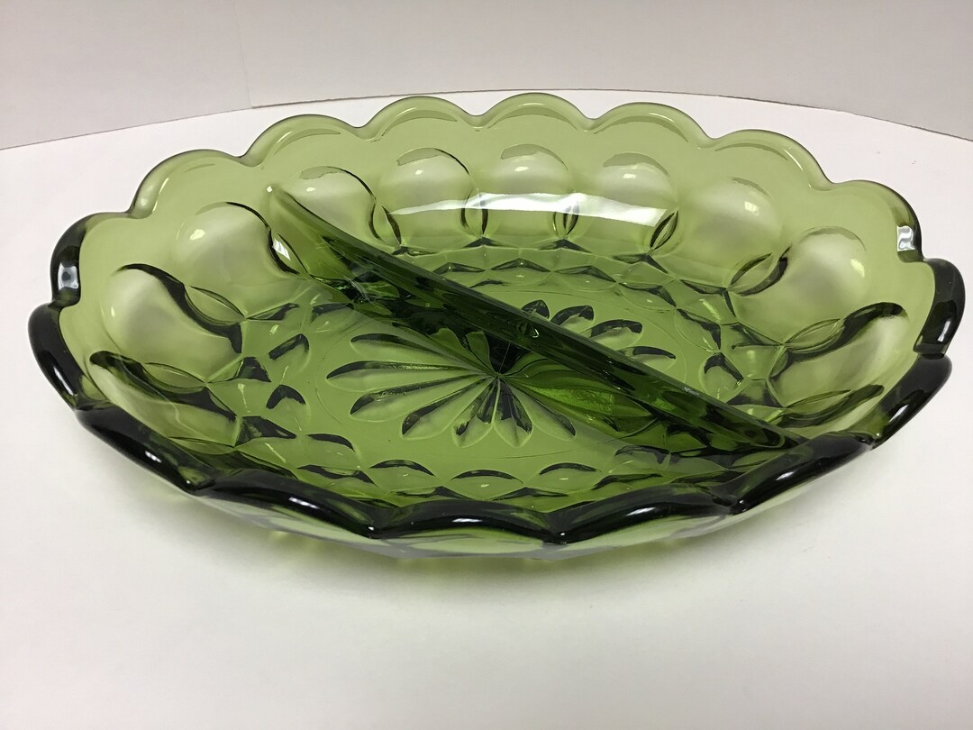 Avocado Green Anchor Hocking Divided Oval Condiment Dish - Etsy