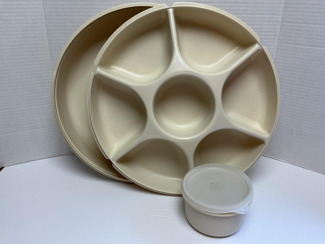 Vintage Beige Tupperware Divided Vegetable,condiment,serving Tray With ...