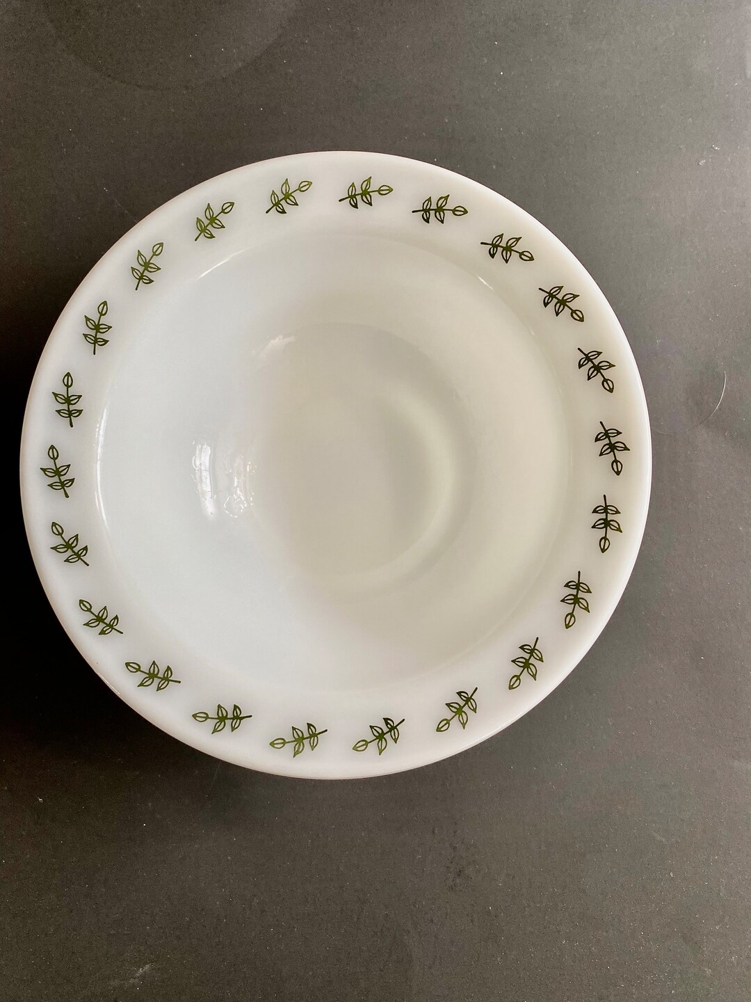 Vintage Rare Pyrex White Milk Glass Green Leaf Bowls Set of 9 - 7.5 ...