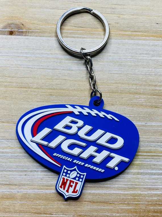 Bud Light NFL Red White Blue Plastic Keychain - Gem