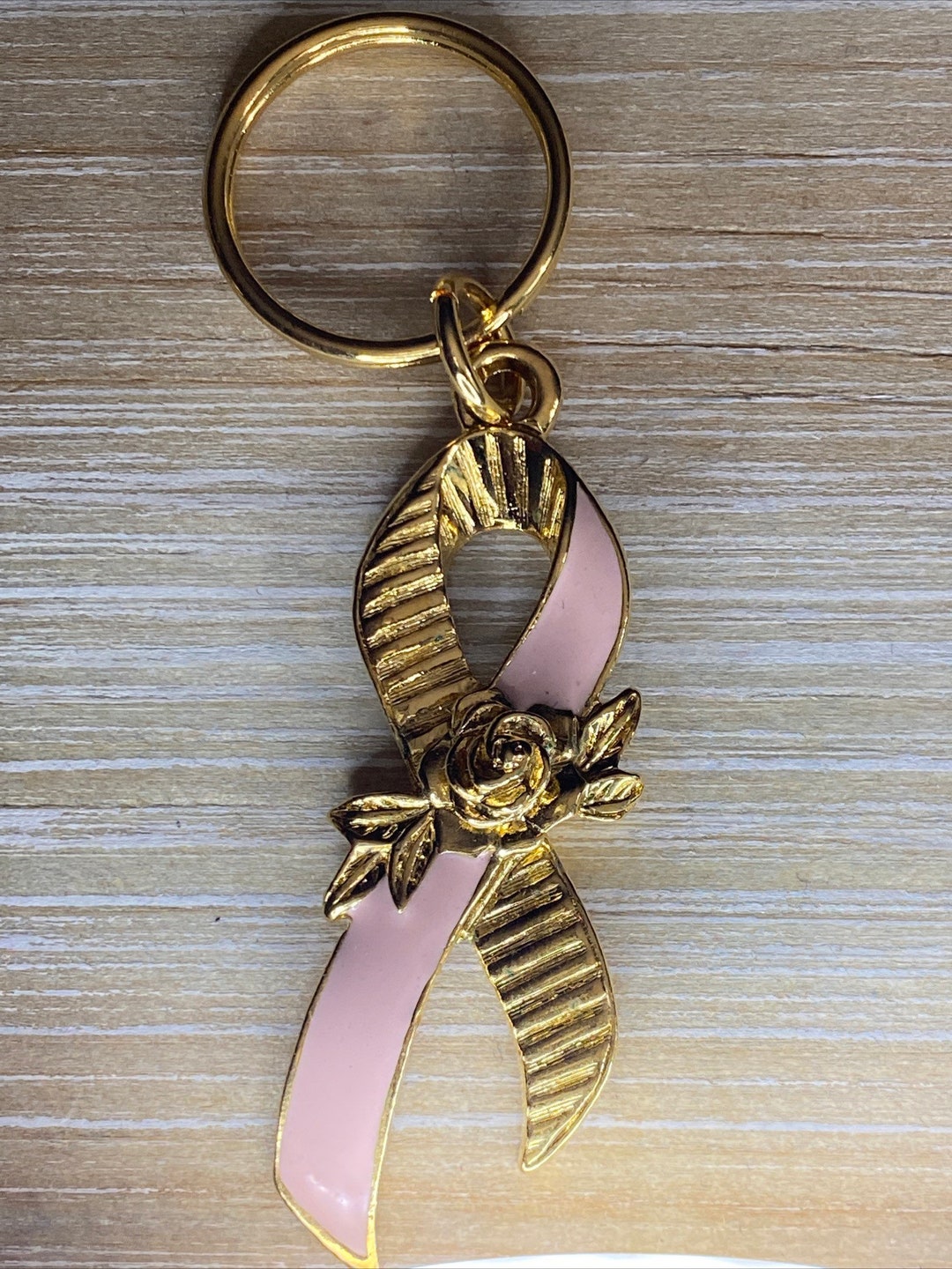 Vintage Breast Cancer Pink Ribbon Key Ring Avon 1994 - Etsy