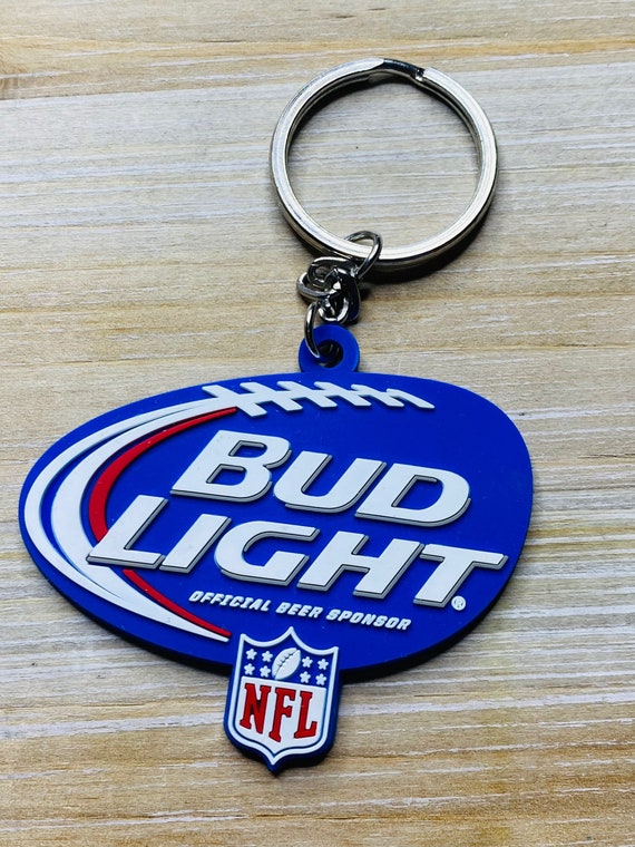 Bud Light NFL Red White Blue Plastic Keychain - Gem