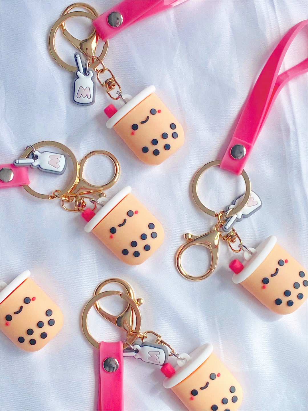 Boba Kawaii Charm Keychain/boba Bubble Tea Keychains/couple - Etsy