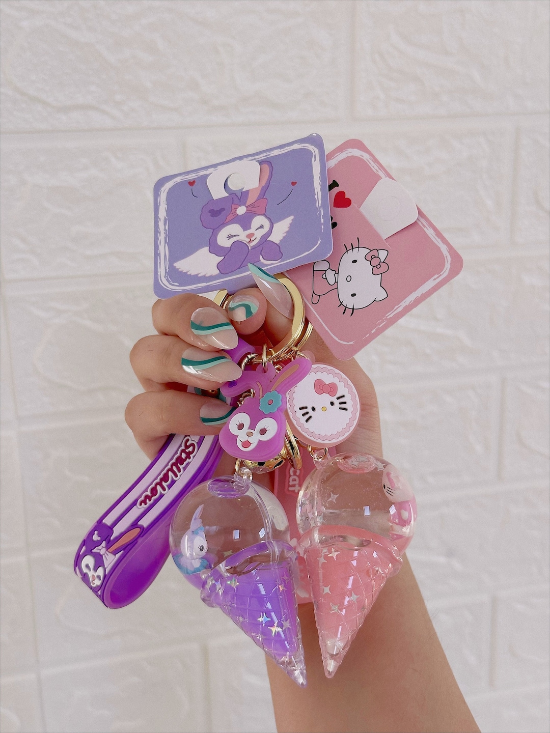 Kawaii Ice Cream Keychain Hello Kitty Keychain Kawaii Bobamilk Tea ...