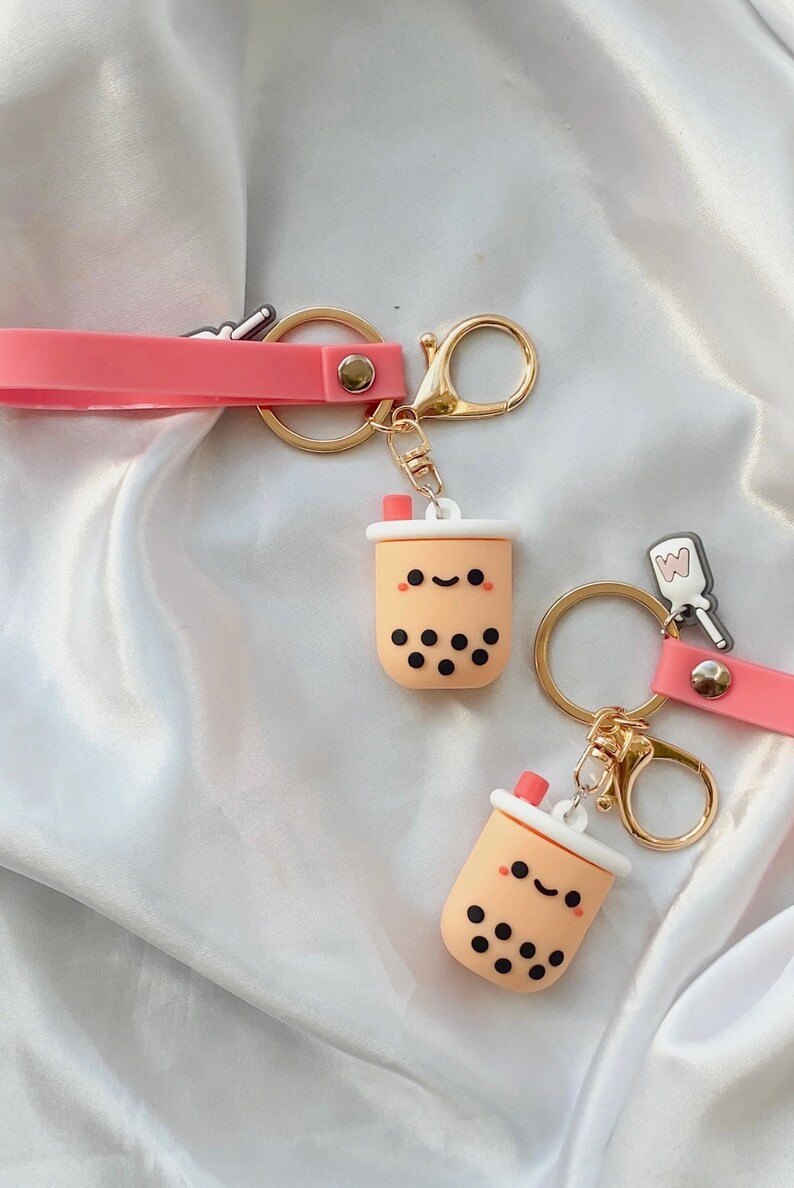 Boba Kawaii Charm Keychain/boba Bubble Tea Keychains/couple - Etsy