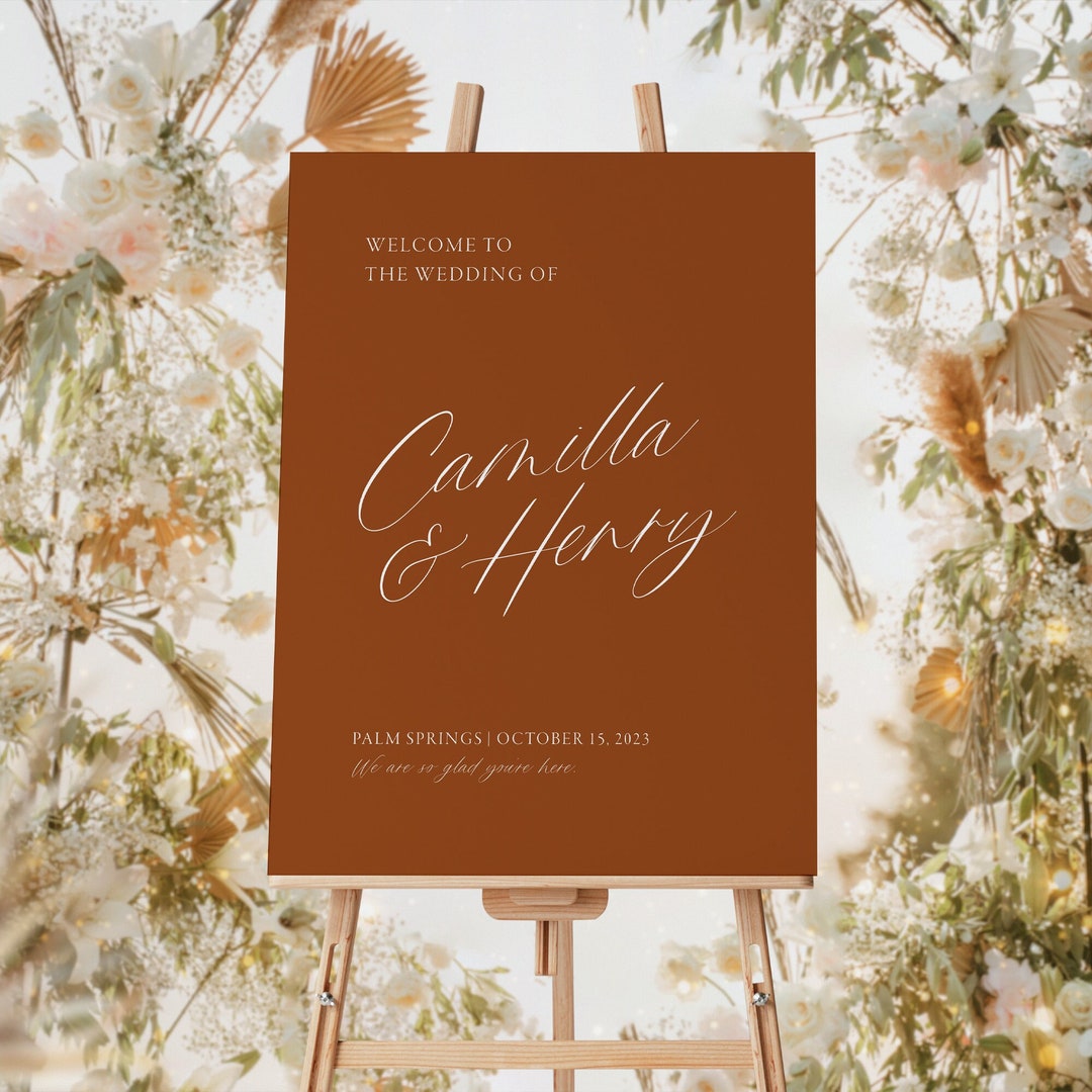 Printed Terracotta Wedding Welcome Sign, Terracotta Wedding Sign, Fall ...