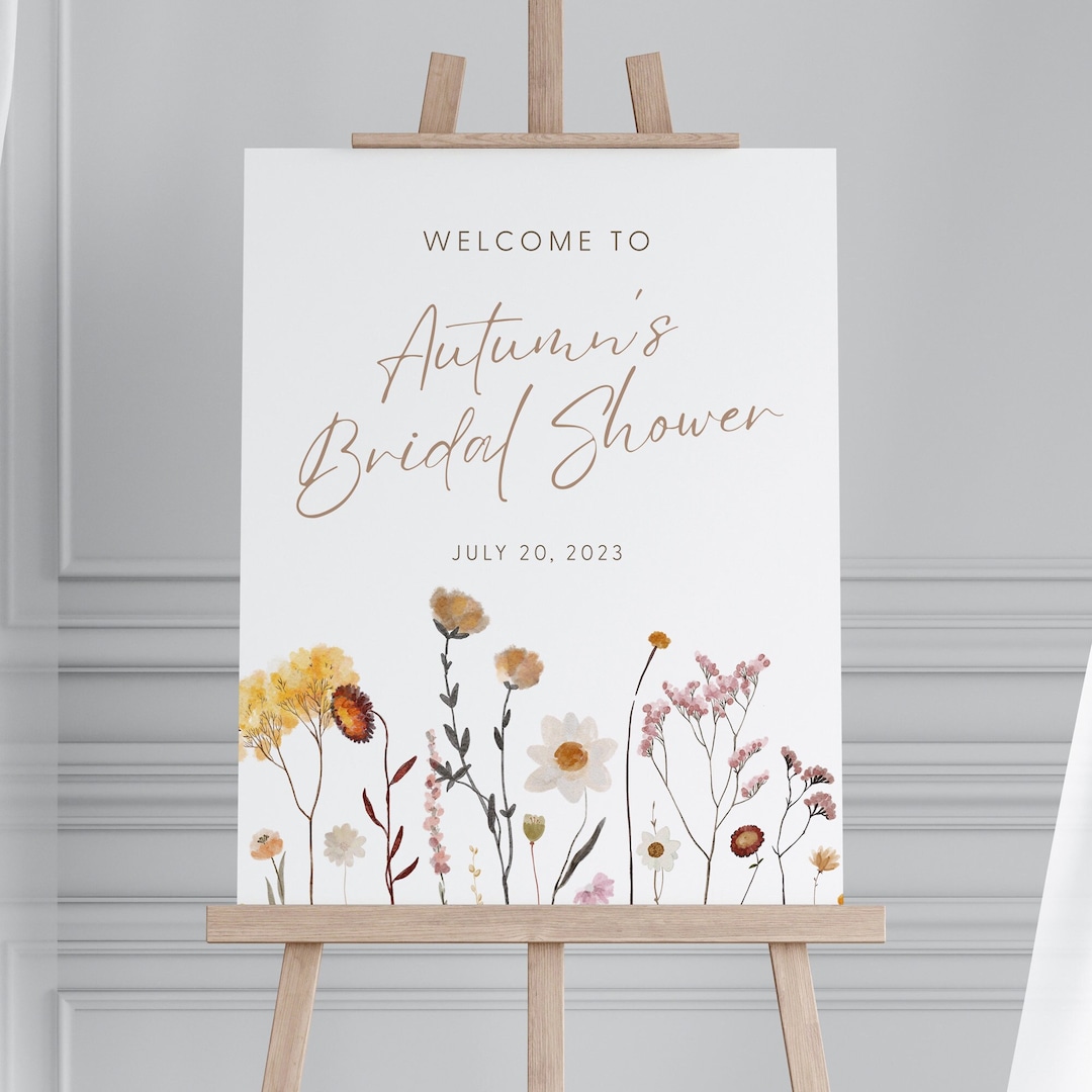 Printed Wildflower Bridal Shower Welcome Sign, Bridal Foam Board Sign ...