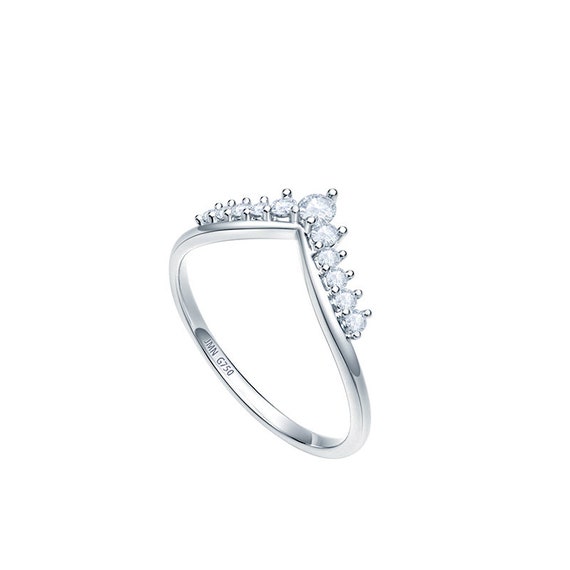 Tiara Wishbone Ring Princess Ring Crown Ring Band Diamond Simulant Ring 925 Sterling Silver CZ Gifts for her Minimalist Etsy