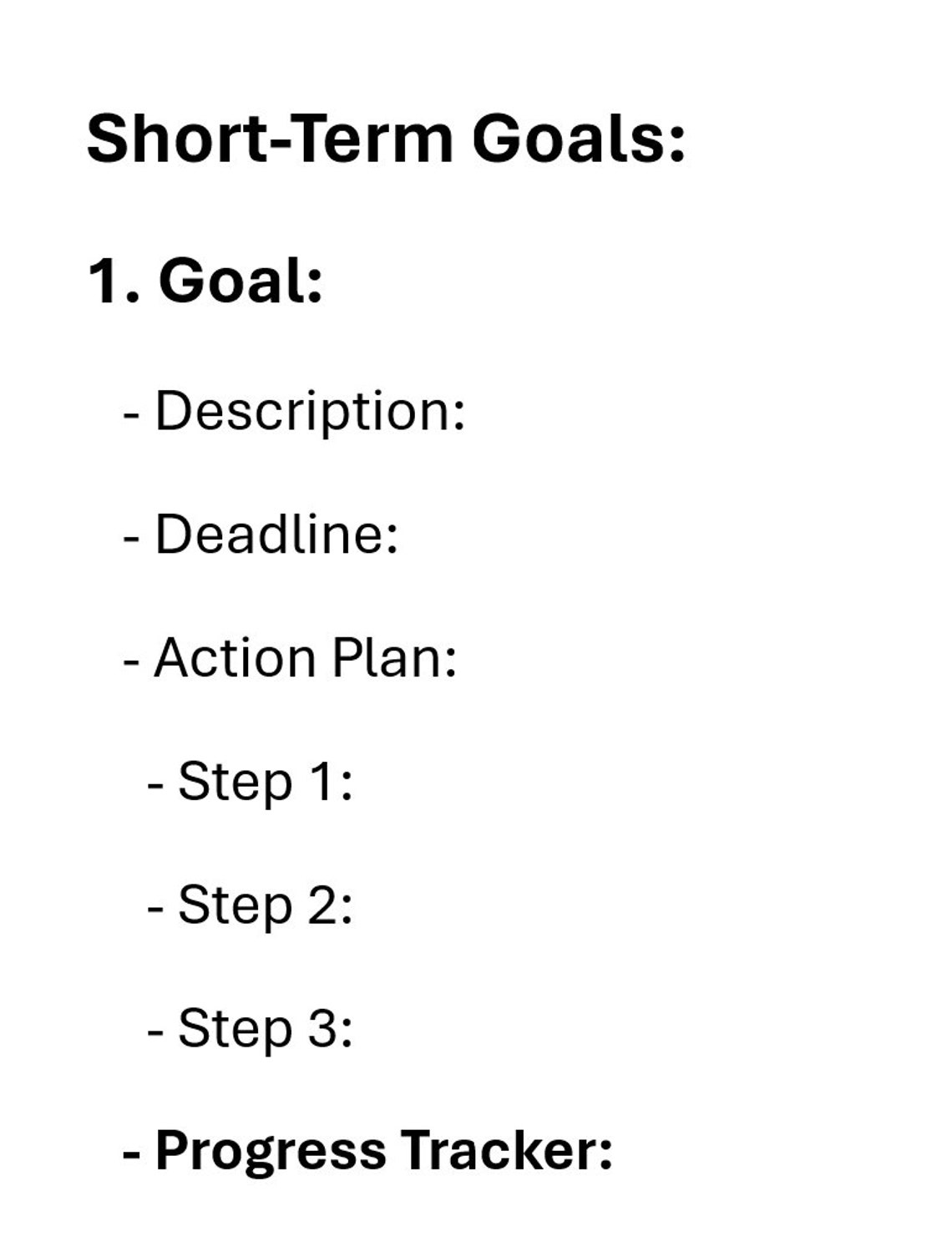 Very Simple Goal Setting Worksheet - Etsy