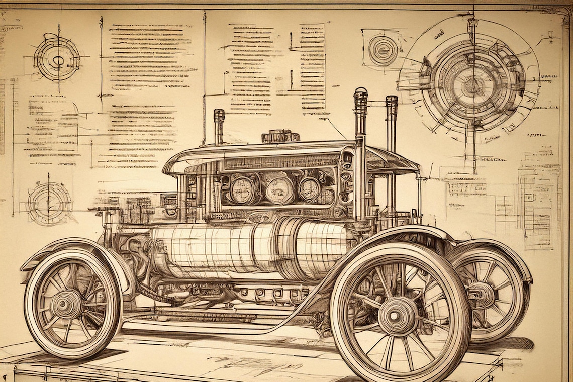 Victorian Tech Blueprint Wall Art Mythology Decor, Ethereal Fantasy ...