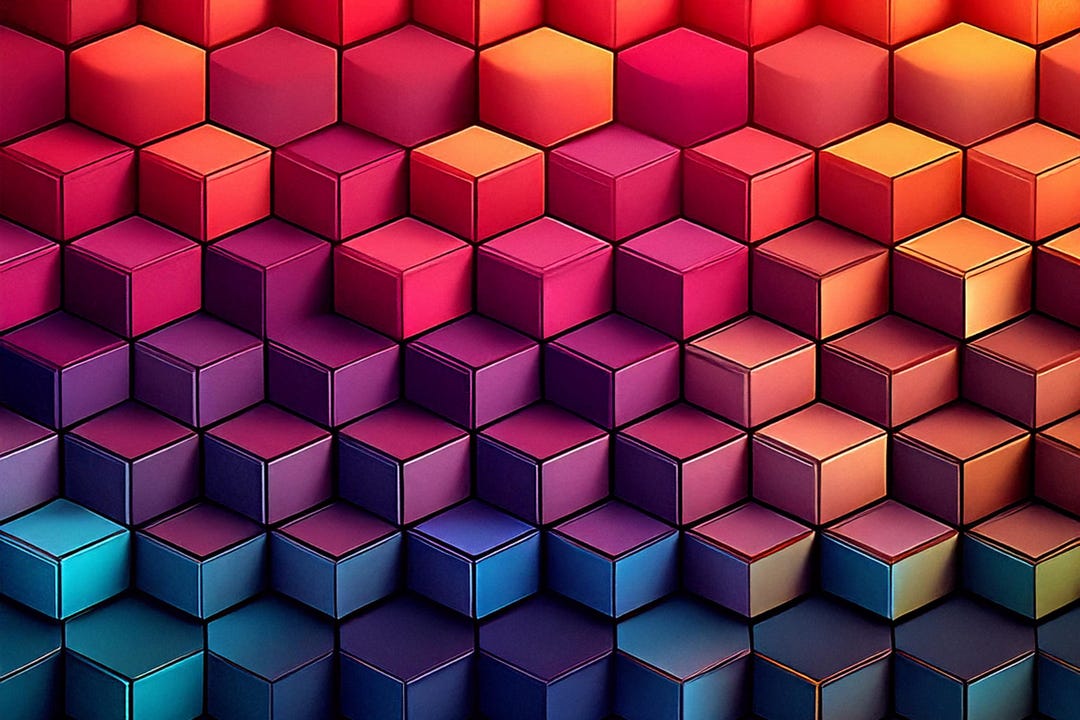 Minimalist Gradient Cubes Wall Art Mythology Decor, Fantasy Poster ...