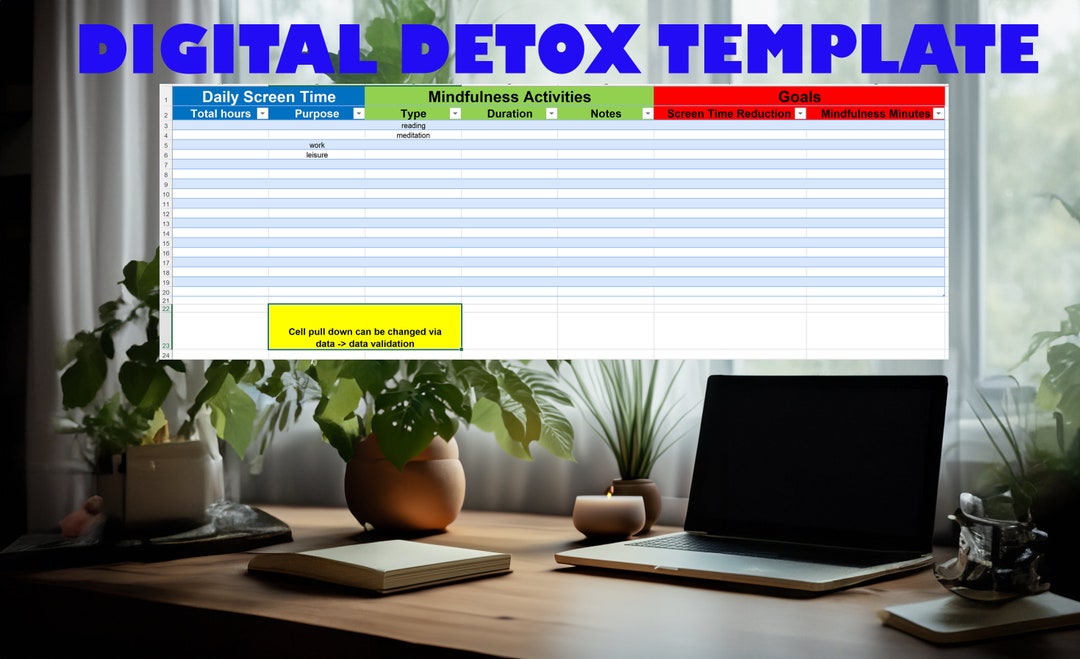 The Digital Detox & Mindfulness Excel Spreadsheet - Etsy