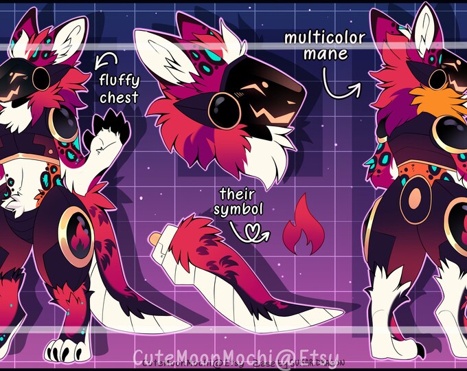 High Quality Detailed Protogen Reference Fursona Adopt Furry Character Full Reference (ref Sheet ...