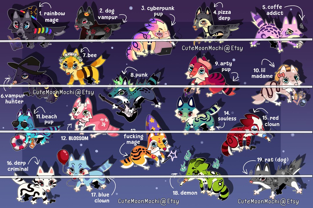 Derp Doggos Puppy Canine Dog Pup Fursona Feral Chibi Character Design Furry Adopt Adoptable Oc ...