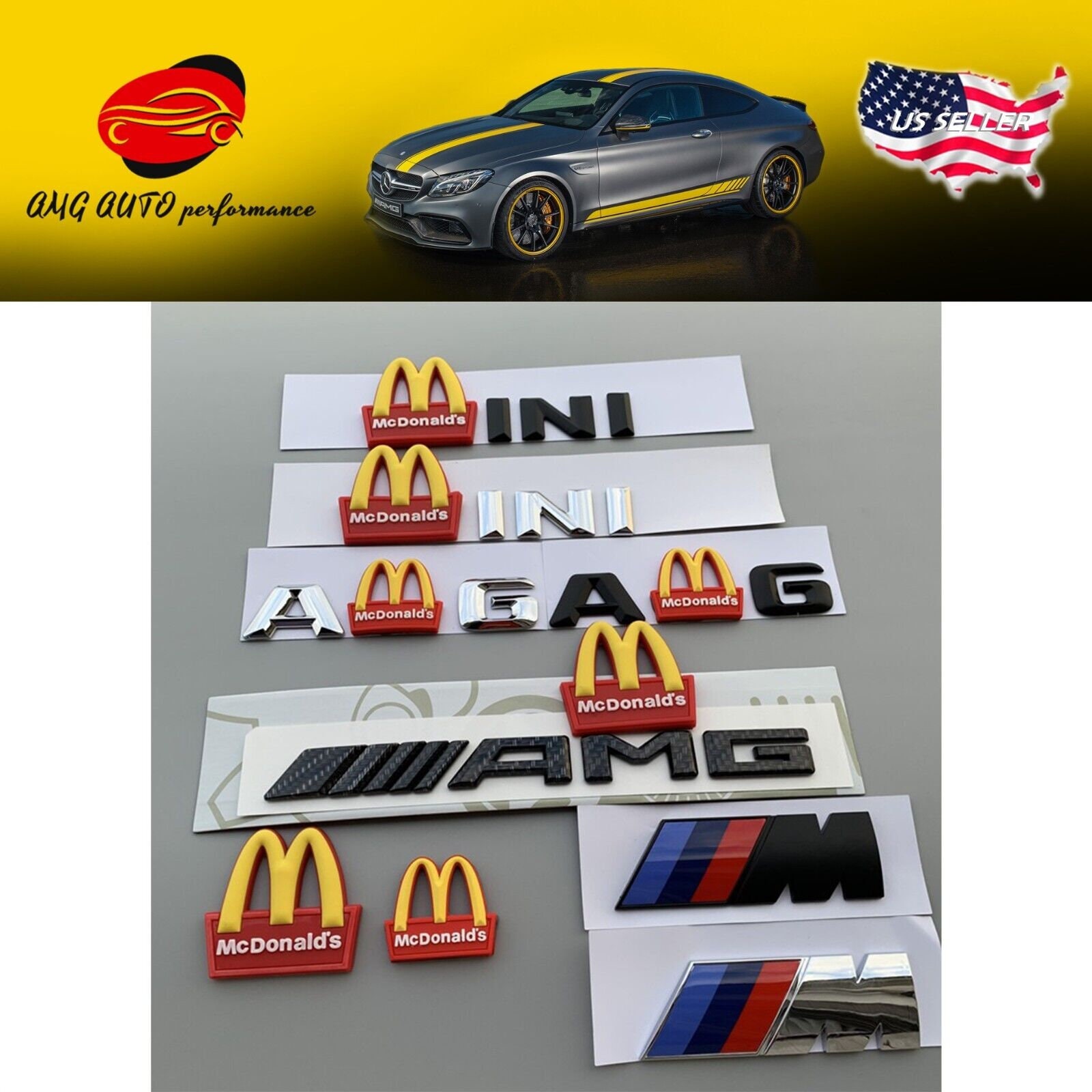 3d Amg Mcdonald's Logo Sticker Car Bmw for Mercedes Benz - Etsy