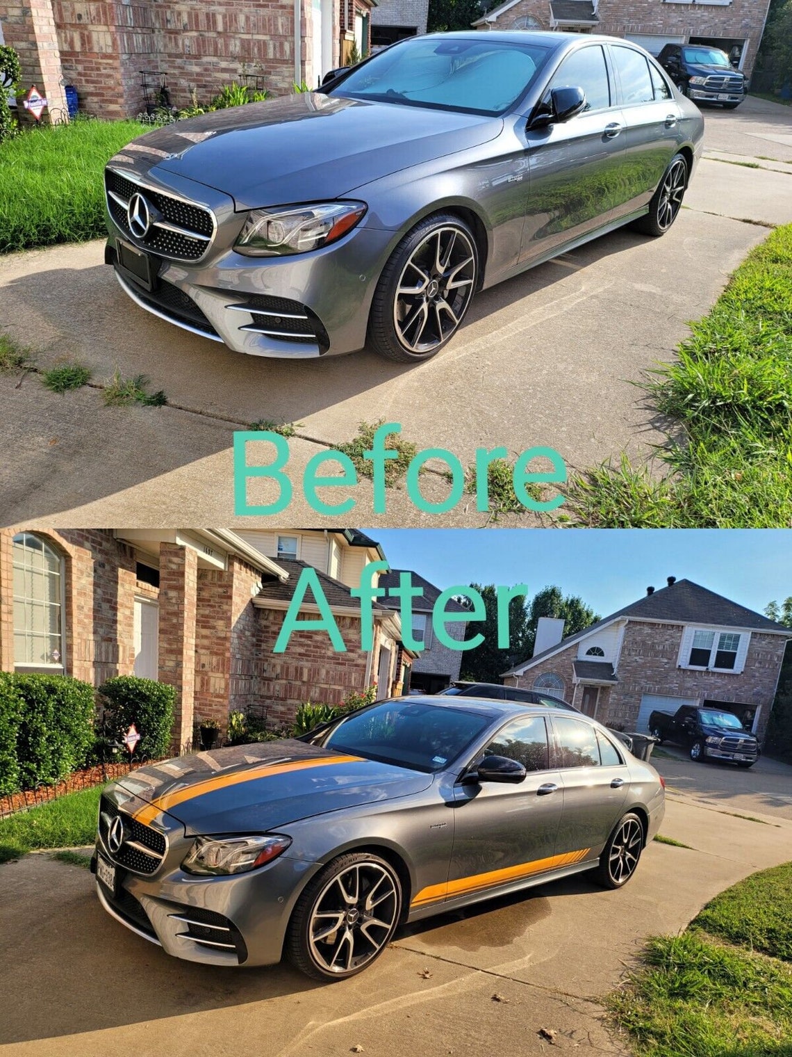 4pcs Side Stripes Decal Sticker Fit for Mercedes Benz W205 C E Class ...