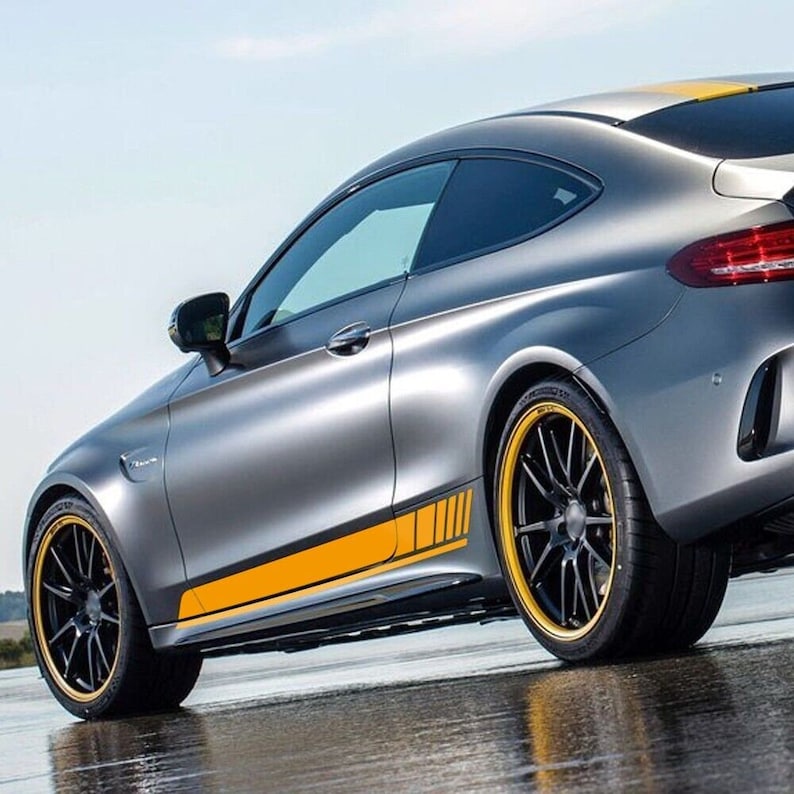 4pcs Side Stripes Decal Sticker Fit for Mercedes Benz W205 C E Class ...