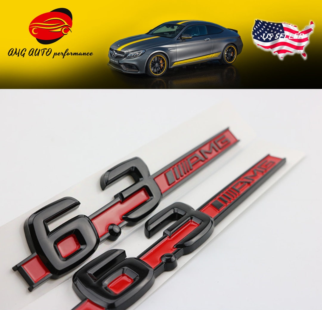 6.3 Amg Emblem Red Black Fender Logo Badge Nameplate Mercedes Oem C63 ...