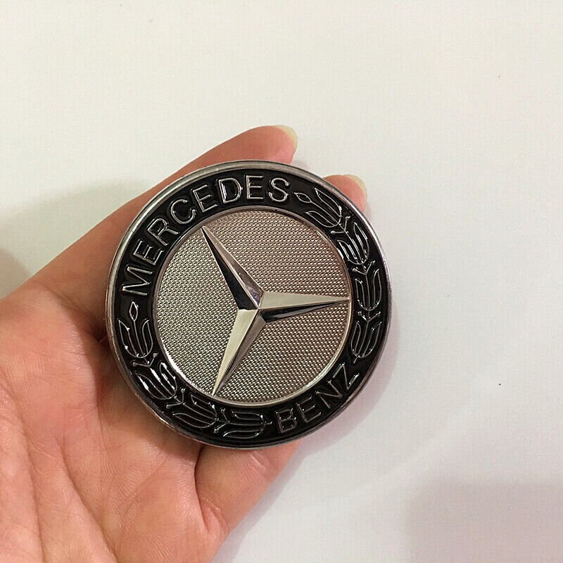 Amg Front Flat Hood Bonnet Logo Emblem Badge Sliver Black for Mercedes ...