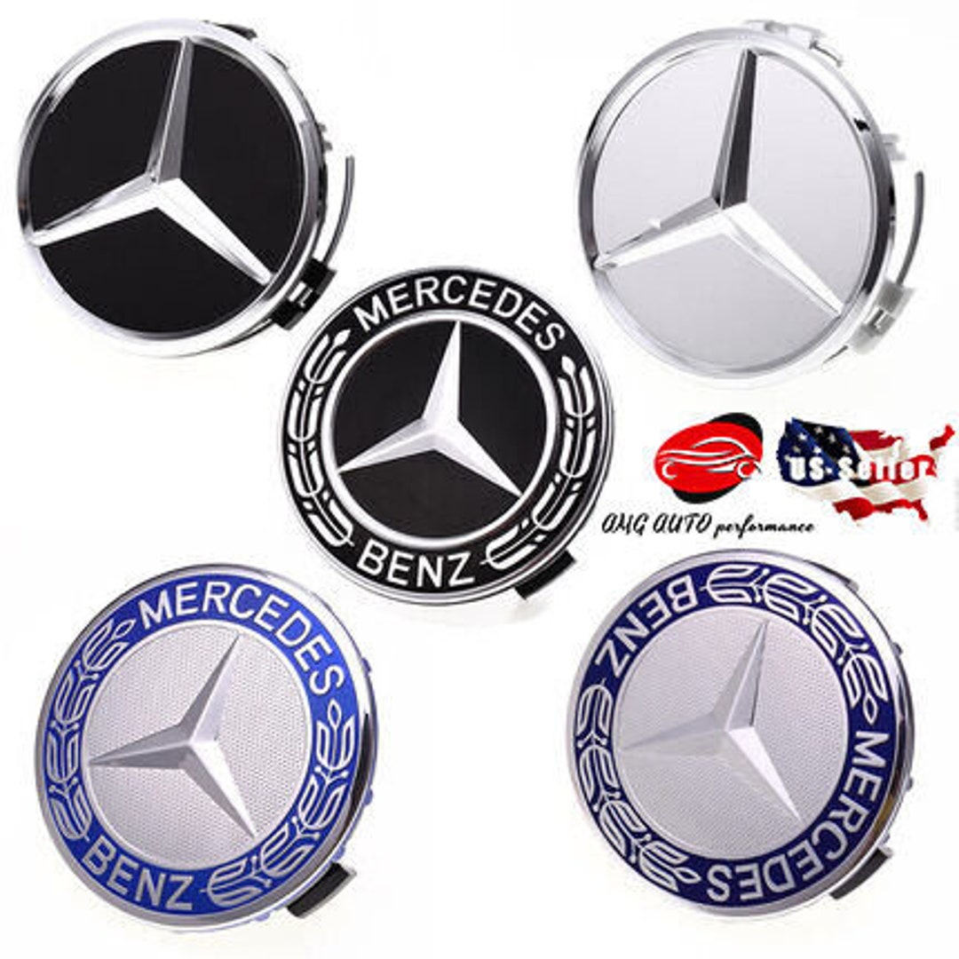 75mm silver chrome wheel center hub caps emblem 4pc set mercedes benz amg wreath Etsy