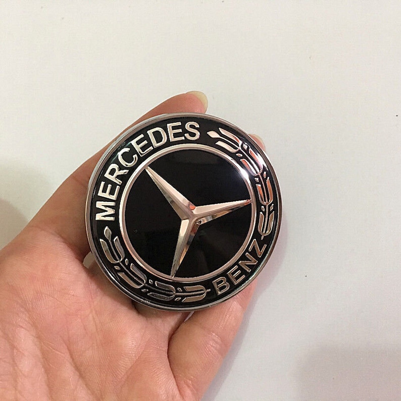 Amg Front Flat Hood Bonnet Logo Emblem Badge Sliver Black for Mercedes ...