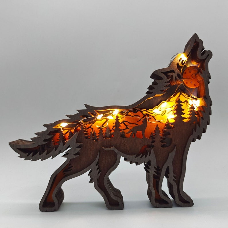 Wolf From Several Layers of Wood Painted by Hand and Glued - Etsy