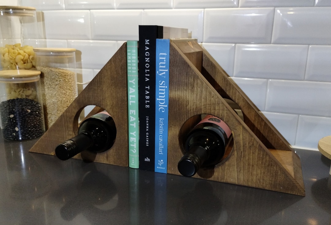 Wine Rack Bookends / Kitchen Decor Cookbook Bookend / Wine Bottle ...
