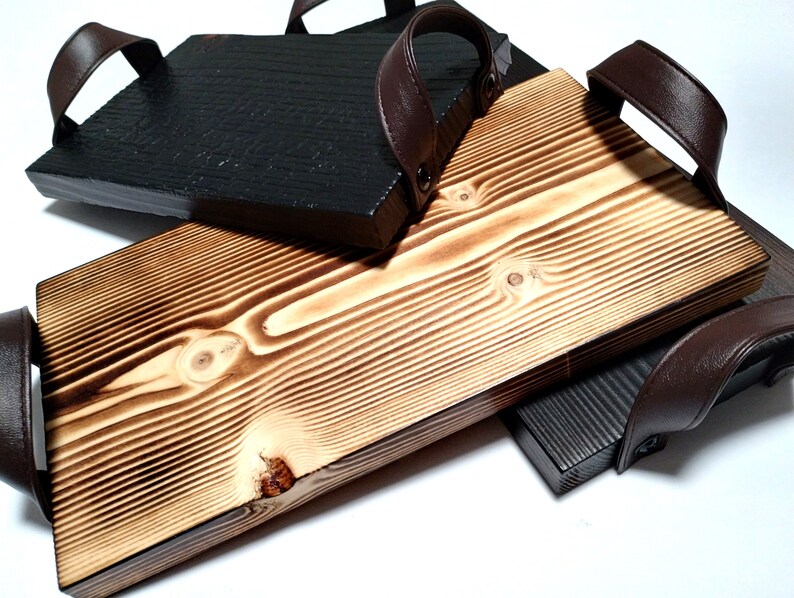 Shou Sugi Ban Decor Tray, Rustic Decorative Wooden Trays, Charred Wood ...