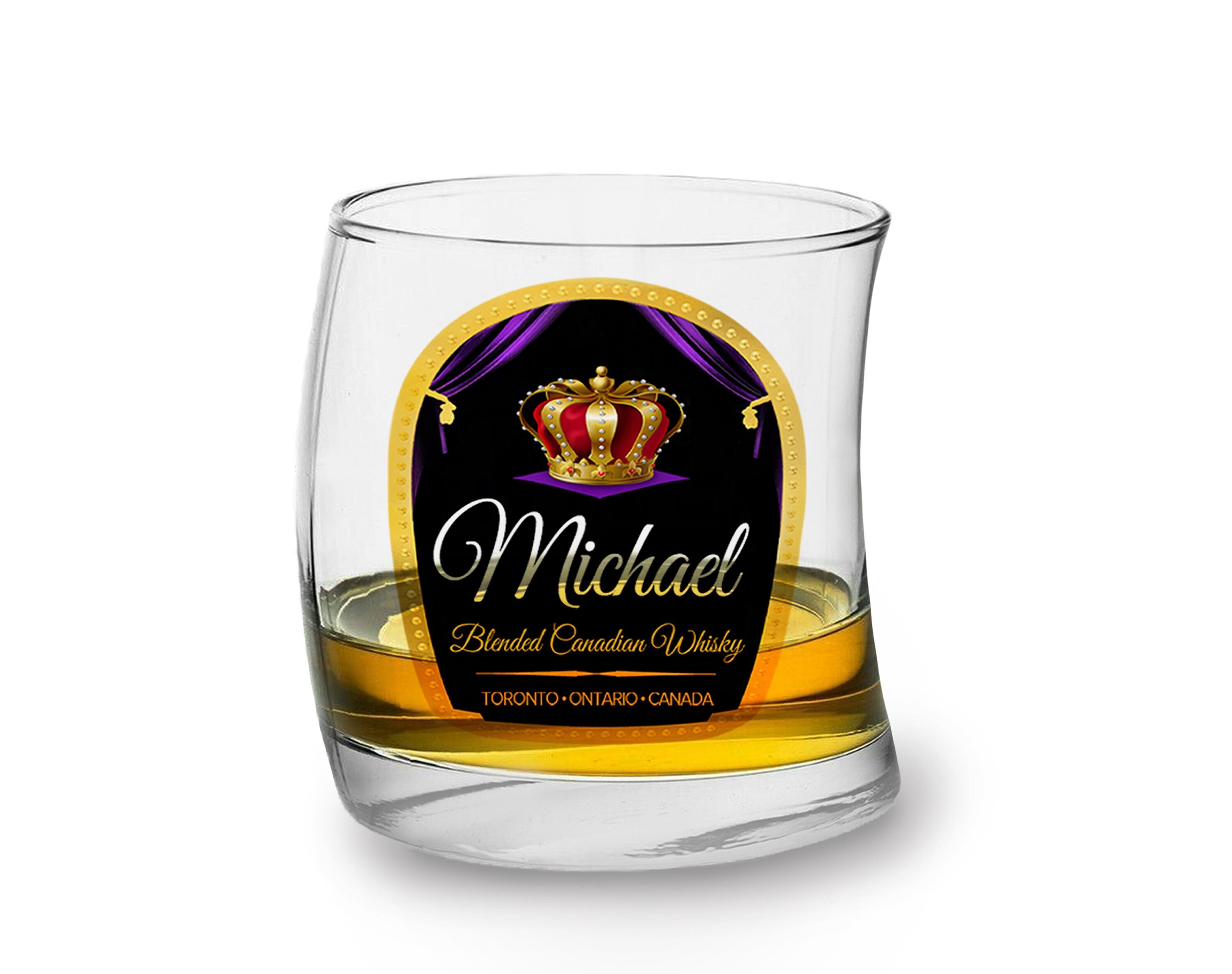 Personalized Curved Crown Whiskey Glasses, Custom Royal Whiskey ...