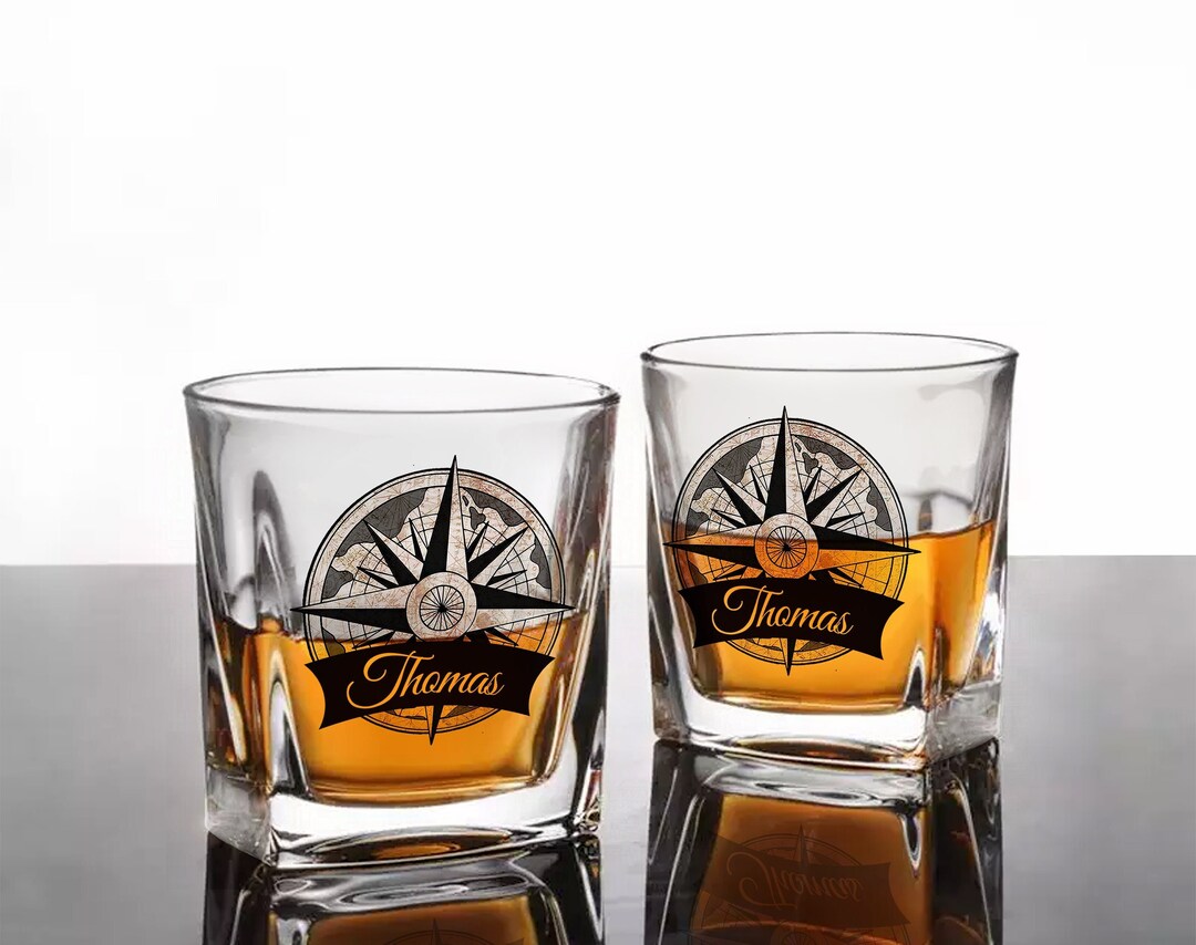 Personalized Compass Whiskey Glasses | Custom Compass Whiskey Tumblers ...