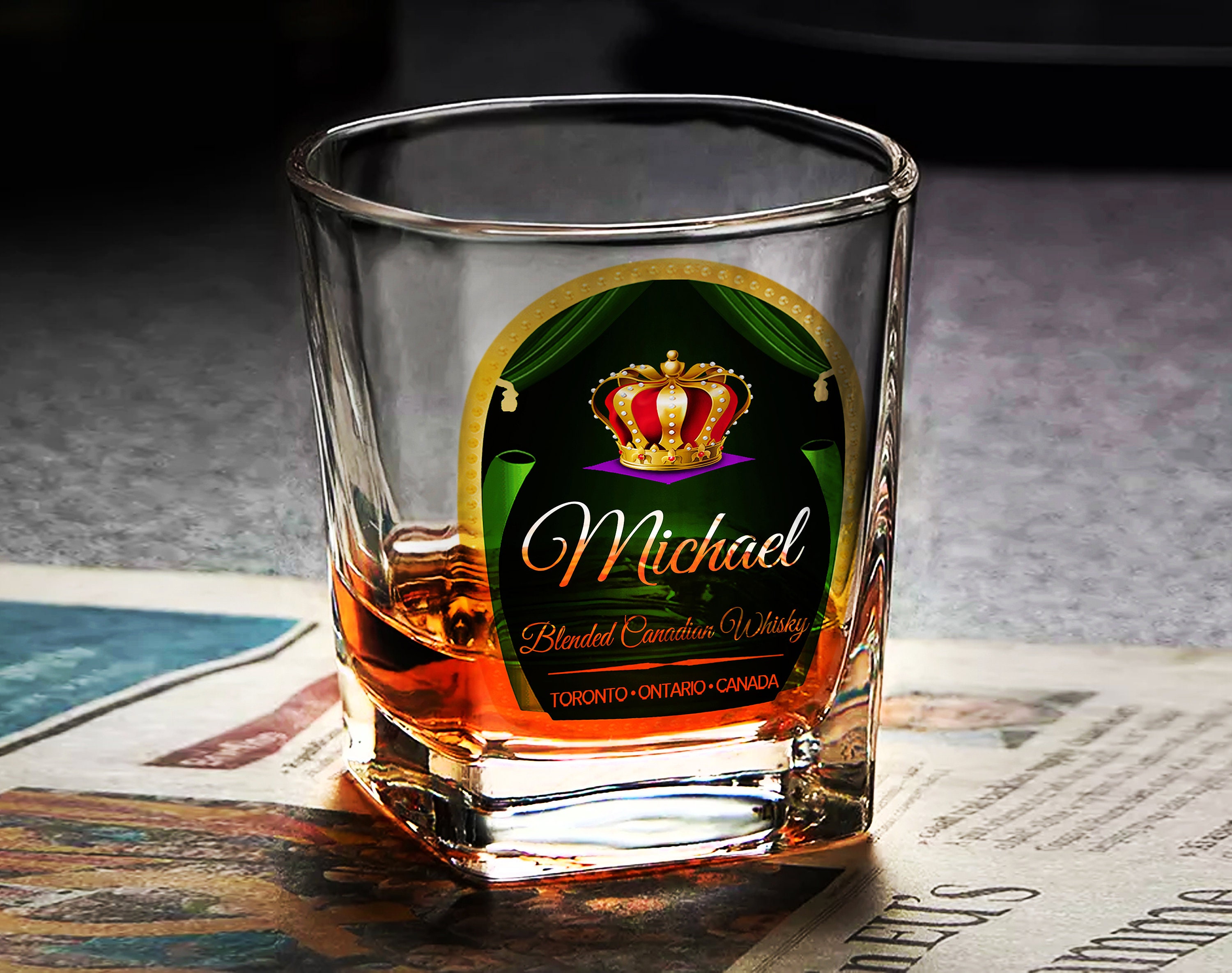 Personalized Royal Apple Whiskey Glasses, Custom Crown Whiskey Tumblers ...