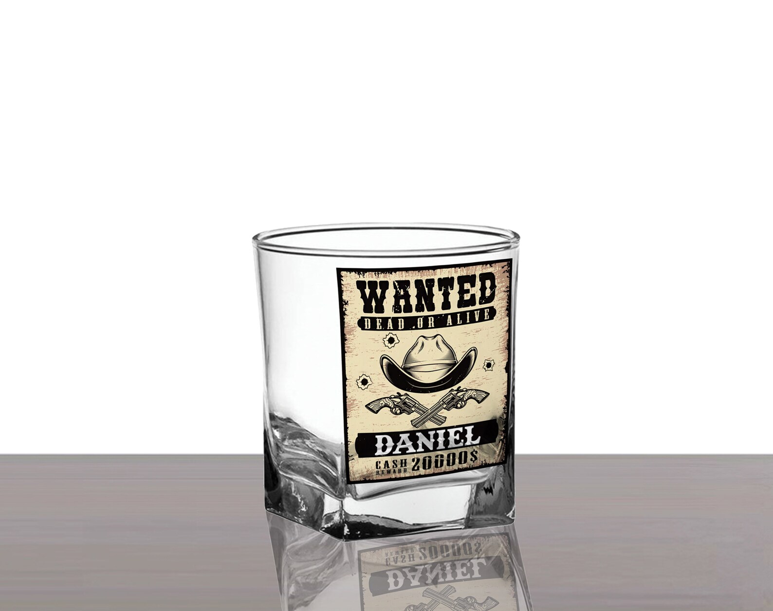 Personalized Western Cowboy Whiskey Glass, Custom Wanted Poster Whiskey ...