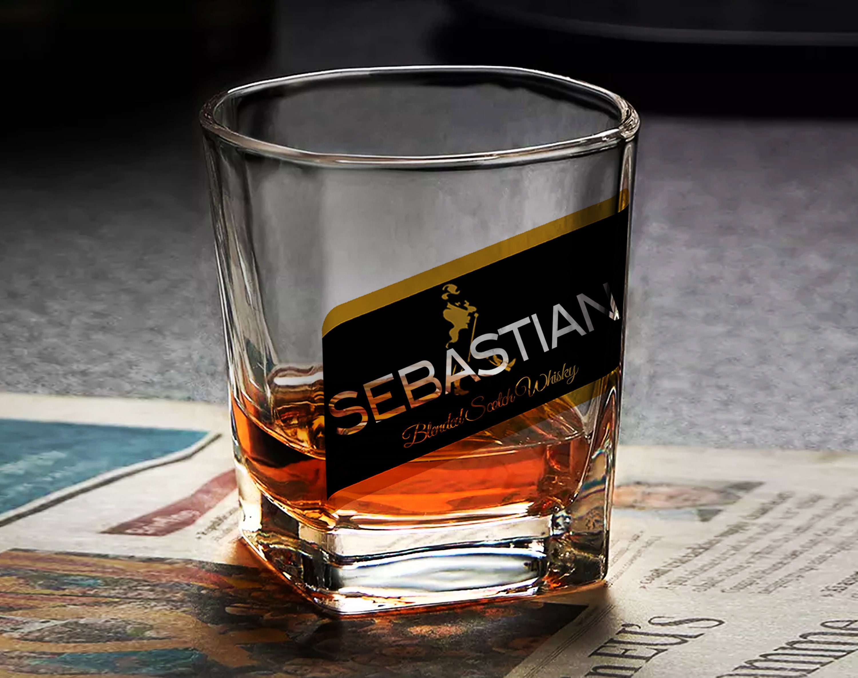 Black Label Personalized Whiskey Glass Set Custom Gift for - Etsy