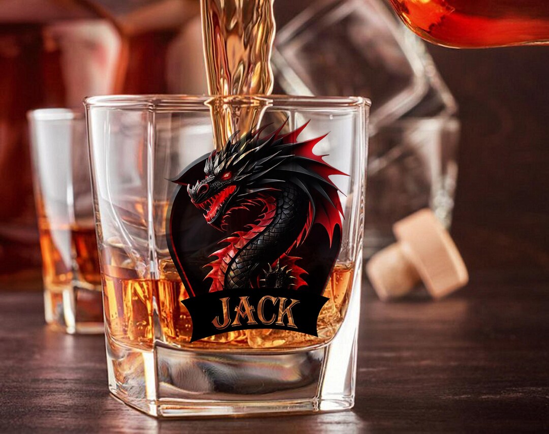 Personalized Dragon Whiskey Glass Set, Custom Dragon Whisky Tumbler ...