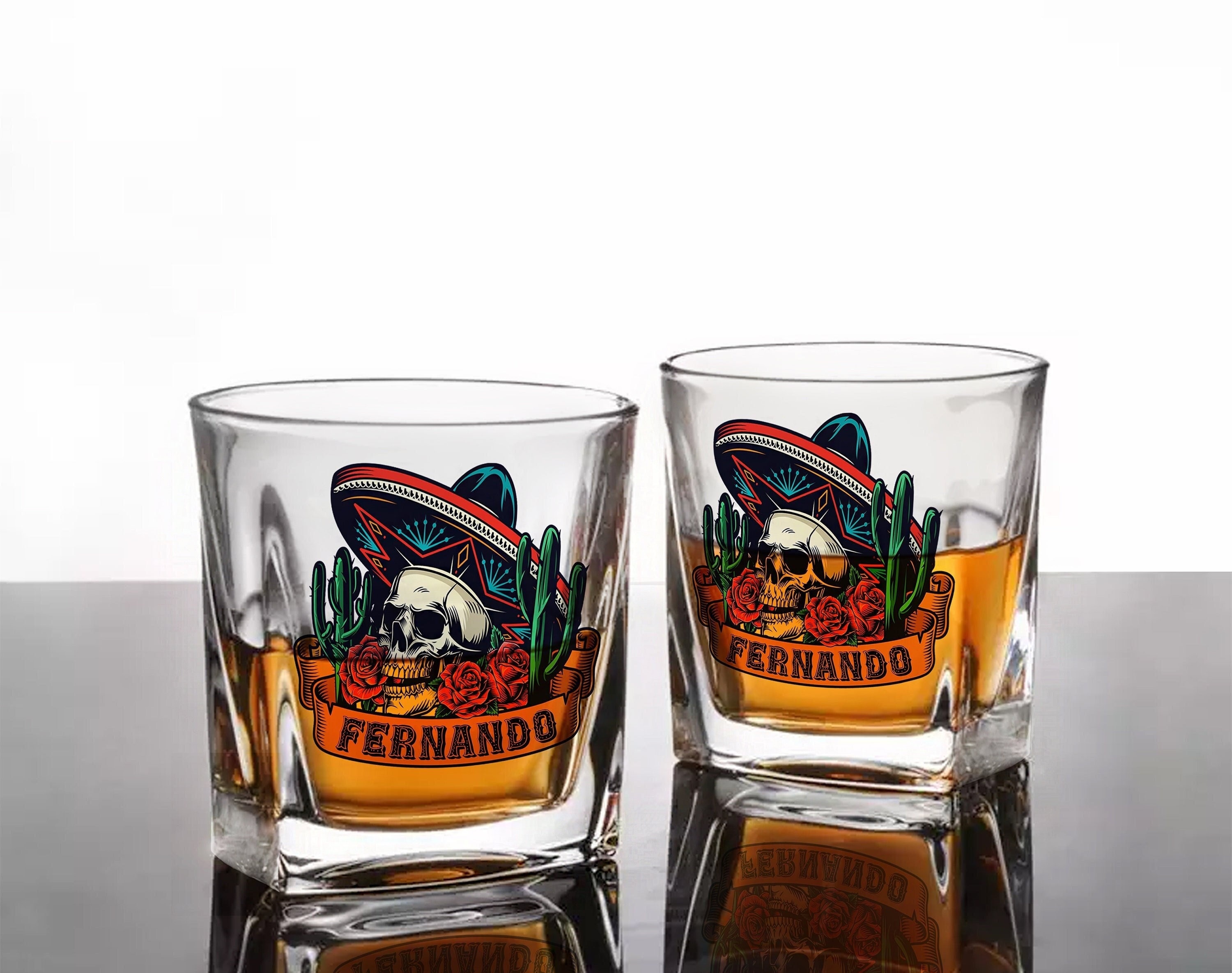 Personalized Mexican Themed Glass Set, 2 Pcs Custom Fiesta Party Glass ...