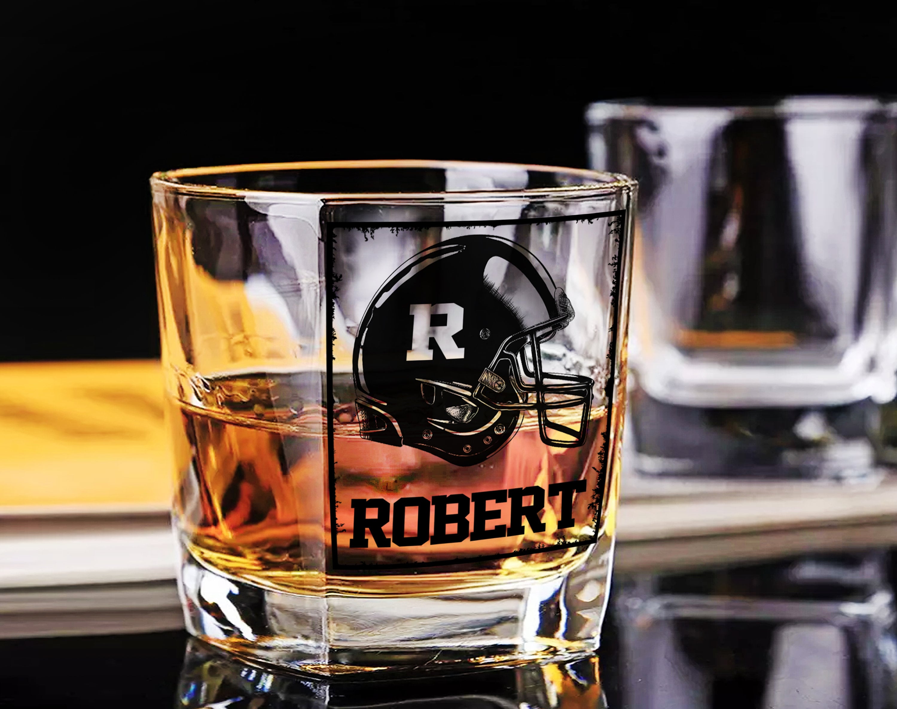 Personalized NFL Helmet Whiskey Glass, Custom Football Whisky Tumbler ...