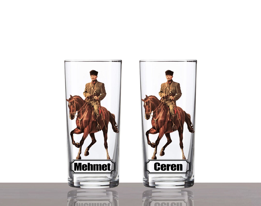 Ataturk Personalized Raki Glass Set, Mustafa Kemal Pasha Riding a Horse ...