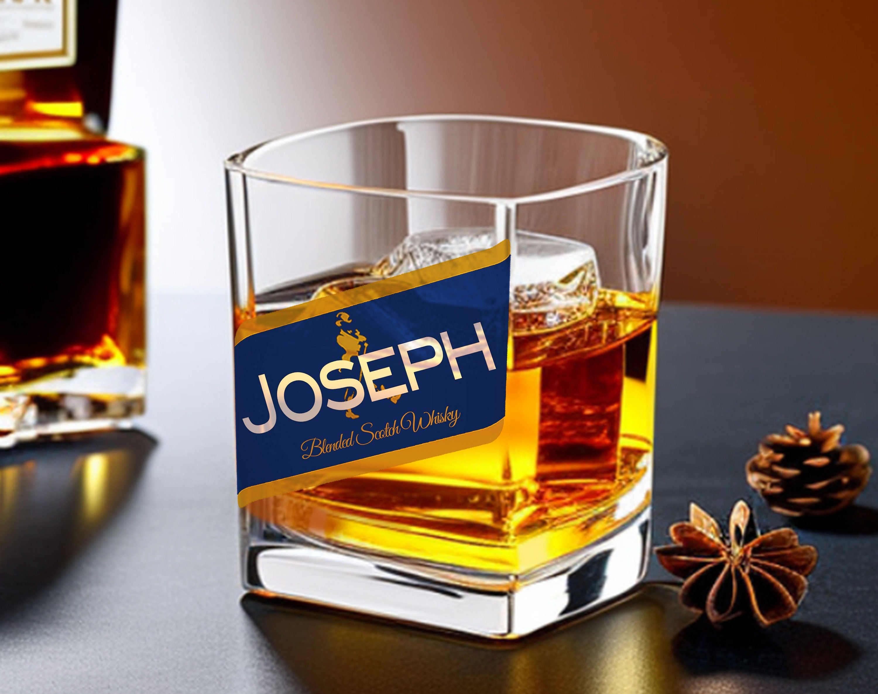 Blue Label Personalized Whiskey Glass Set, Custom Gift for Groomsman ...