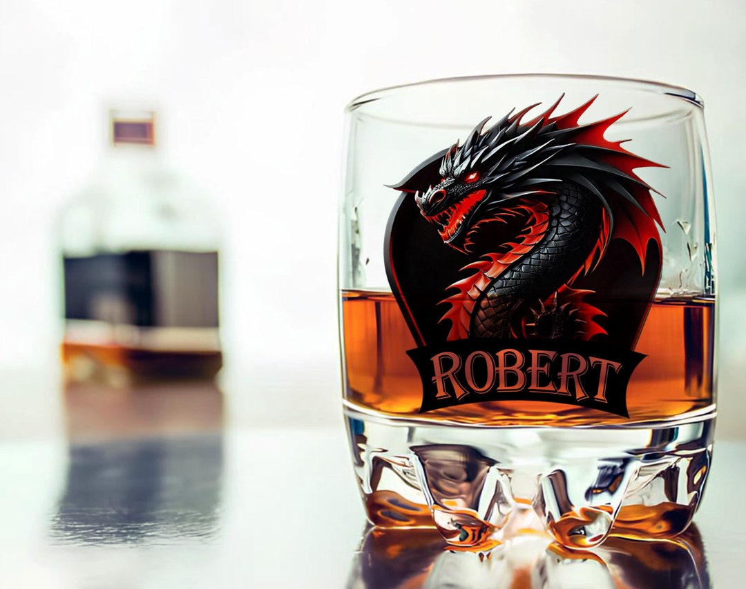Custom Dragon Whiskey Glass Set, Personalized Dragon Whisky Tumbler ...