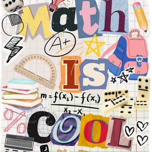 Back to School Collage Print, Math Classroom Printable Decor, Teacher ...