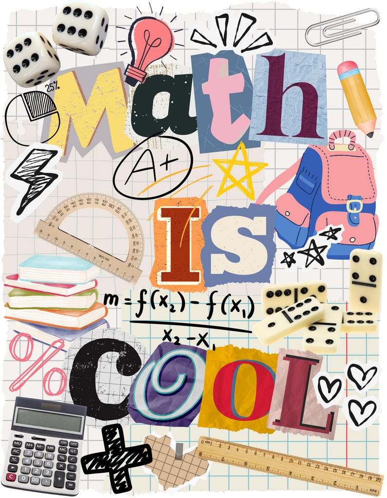 Back to School Collage Print, Math Classroom Printable Decor, Teacher ...