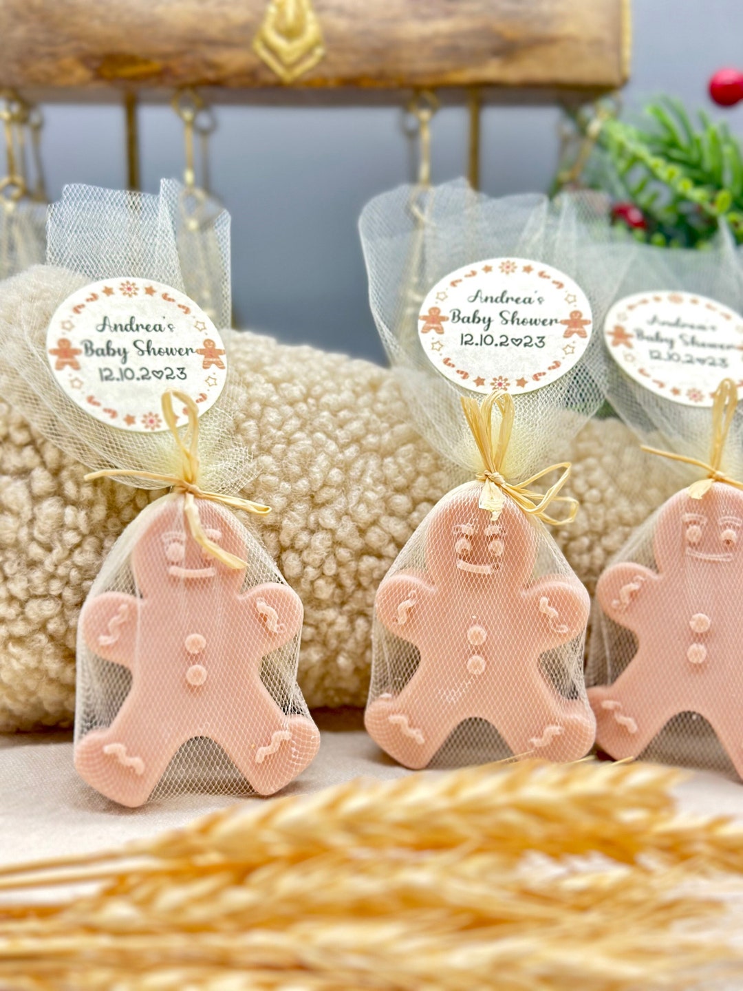 Gingerbread Man Scented Custom SOAP Favors, Christmas Favor, Baby ...