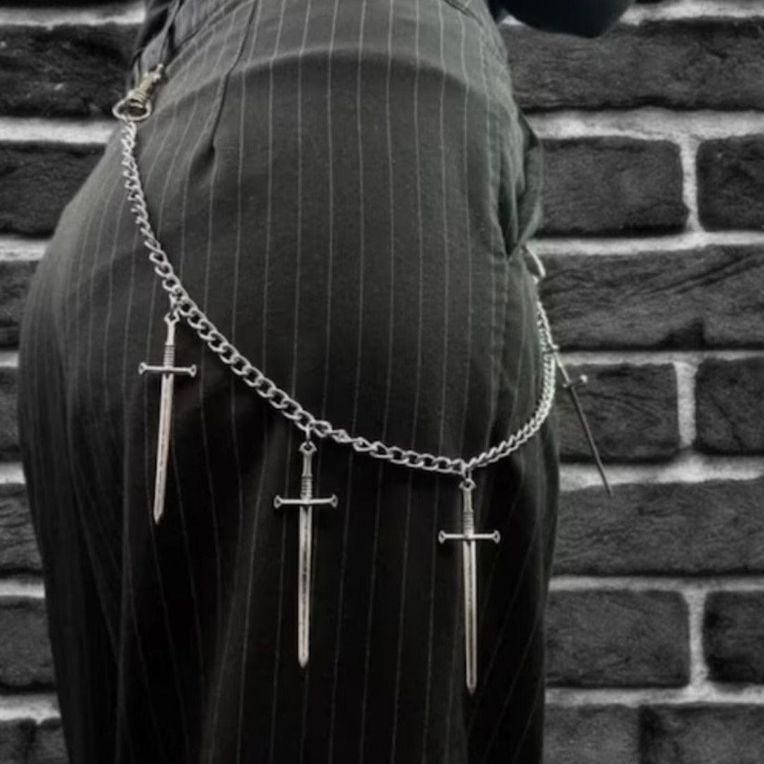 Punk Rock Five Cross Sword Pants Jeans Keychain Keyring - Etsy