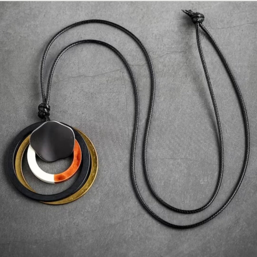 Vintage Circle Long Statement Sweater Pendant Necklace - Etsy